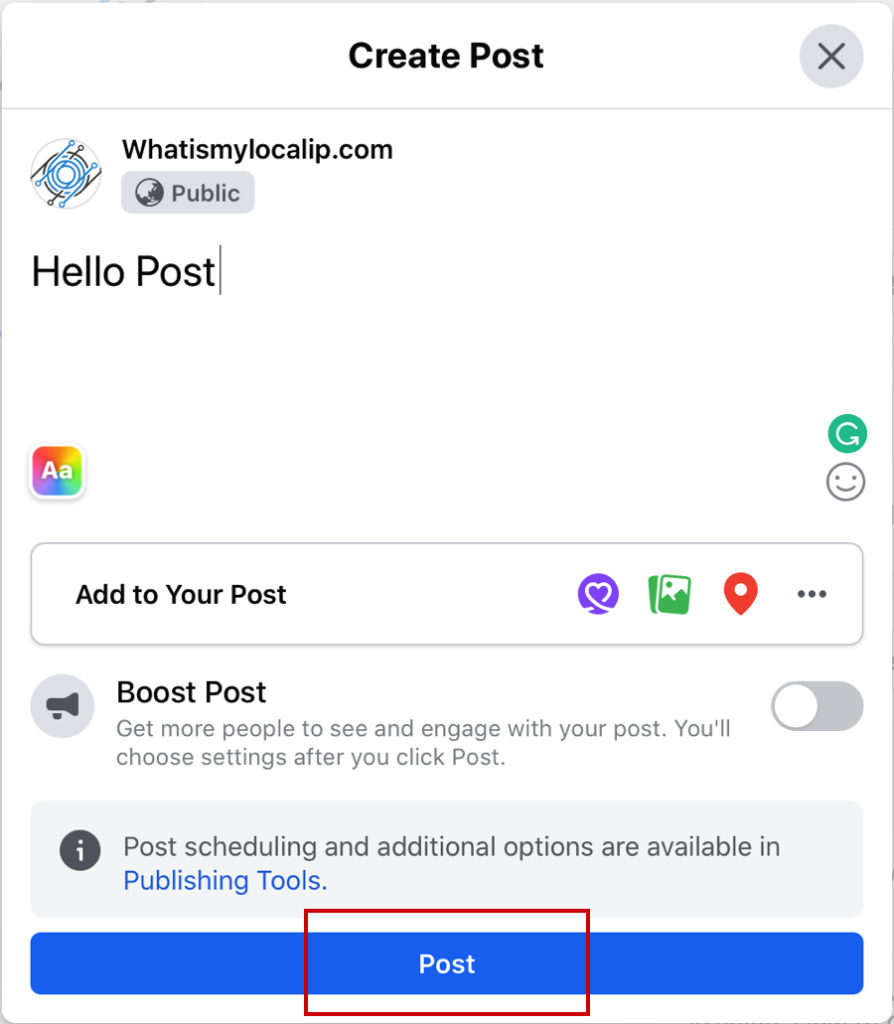 How to Post on Facebook Page (simple and easy way) - WhatisMyLocalIP