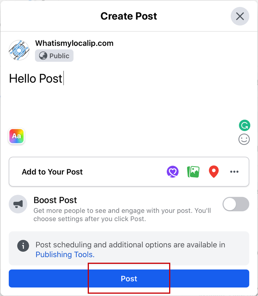 How to Post on Facebook Page (simple and easy way) - WhatisMyLocalIP