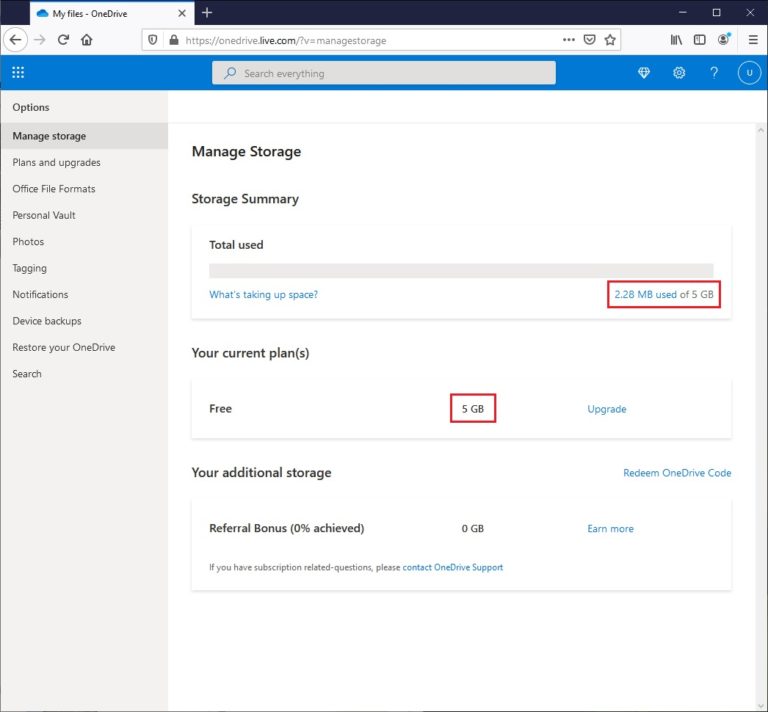 How to Find current Storage Status of Microsoft OneDrive Account ...